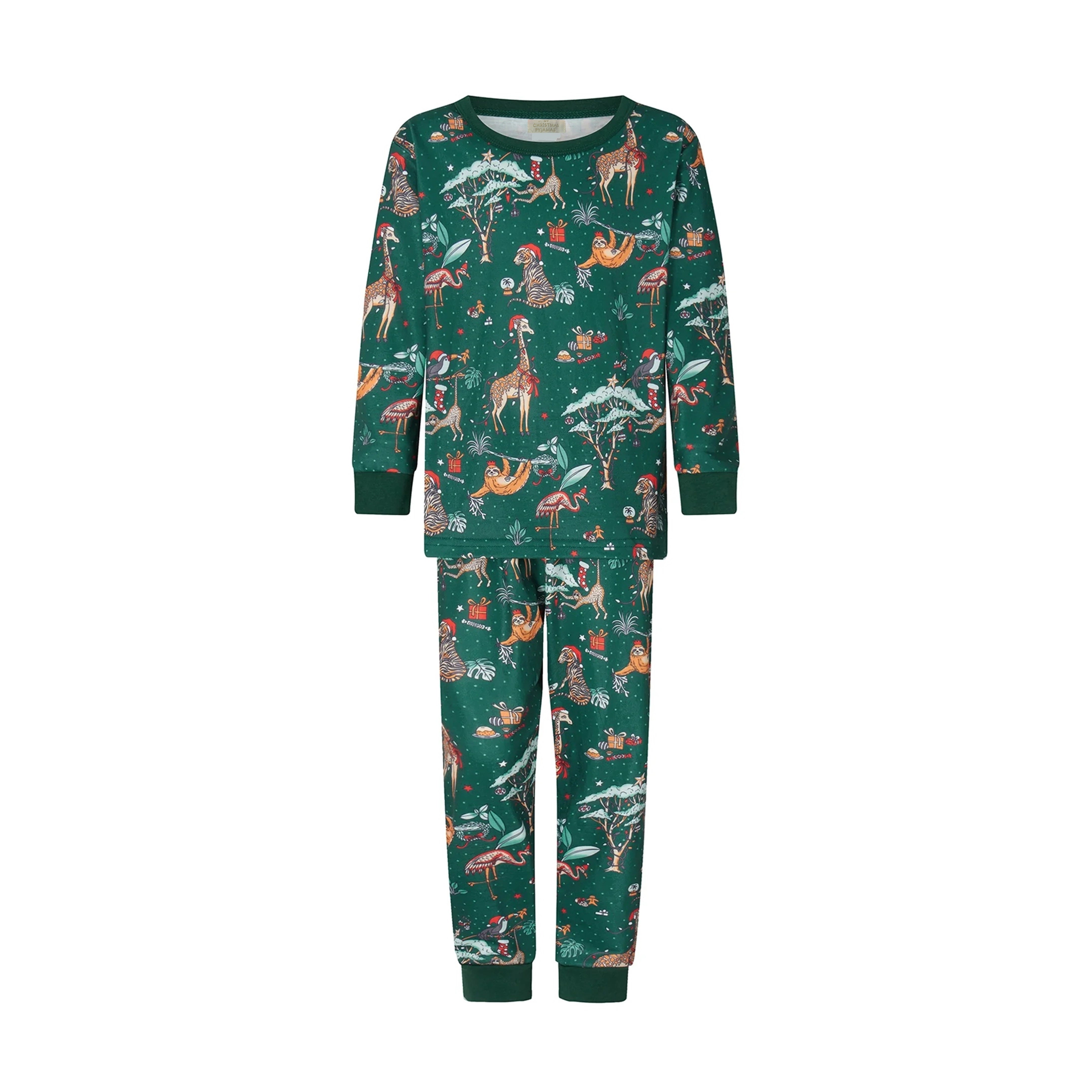 ENCHANTED ZOO - Children's Two Piece Piece Green Matching Pyjama Set ...